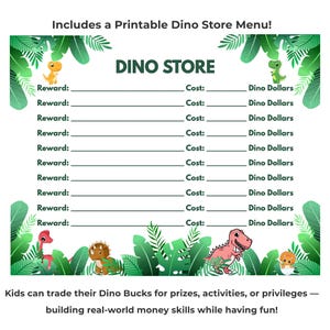 Dino Bucks Printable Play Money for Kids | Dinosaur Reward System ...