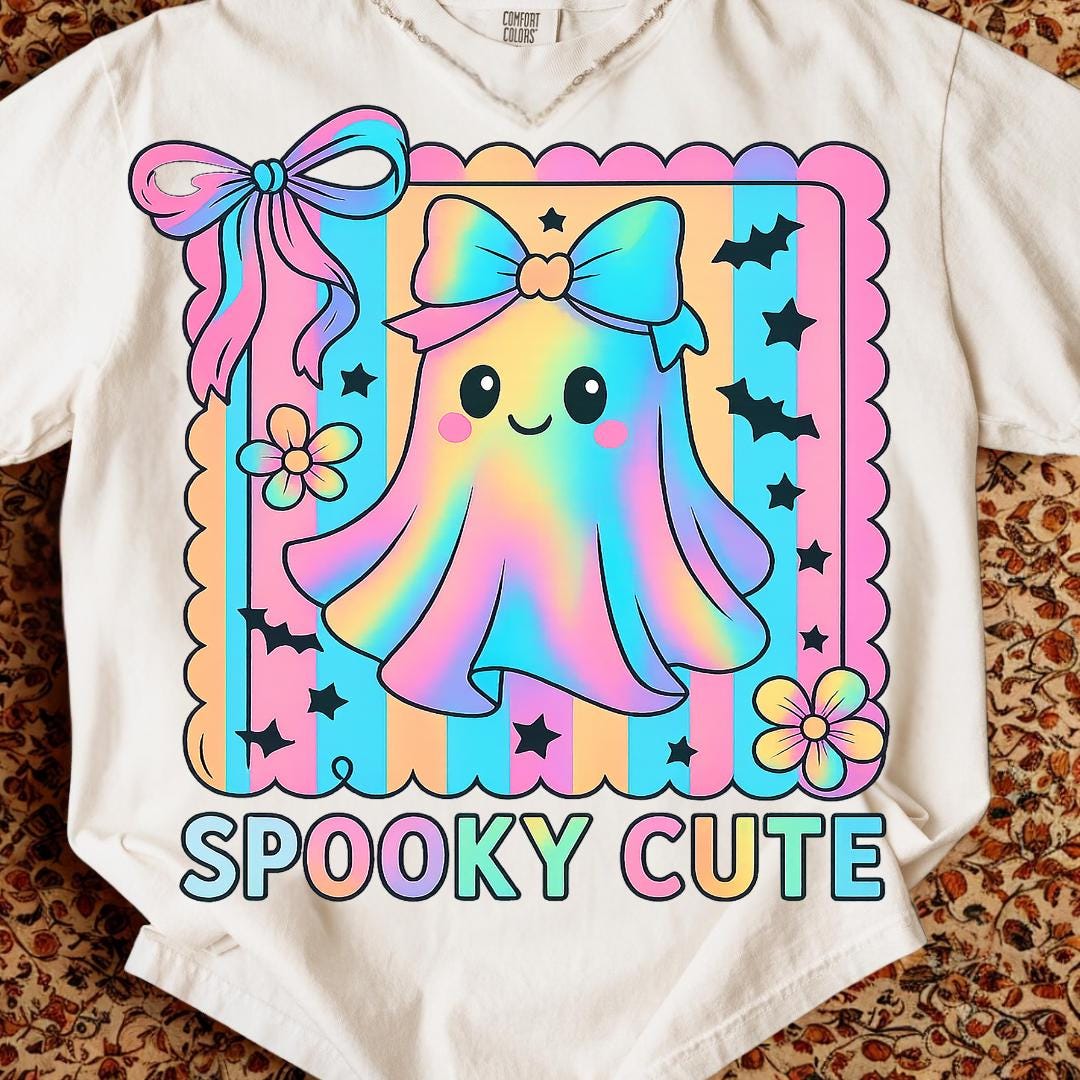 Spooky Cute Ghost PNG, Pastel Halloween Clipart, Kawaii Rainbow Ghost ...