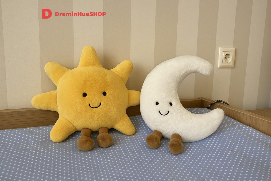 Cozy Celestial Bedtime – Sun & Moon Plush Toys for Kids' Sleep, Nursery ...