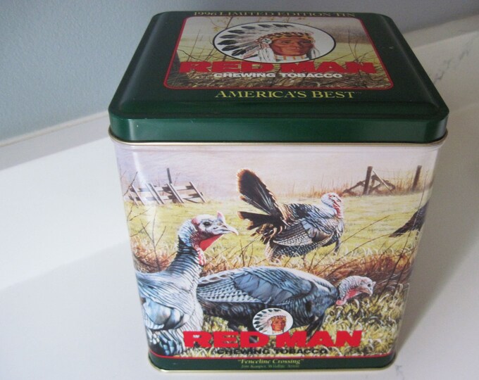 Vintage Wild Turkey Tin Large Red Man Tobacco Tin Limited Edition 1996 ...