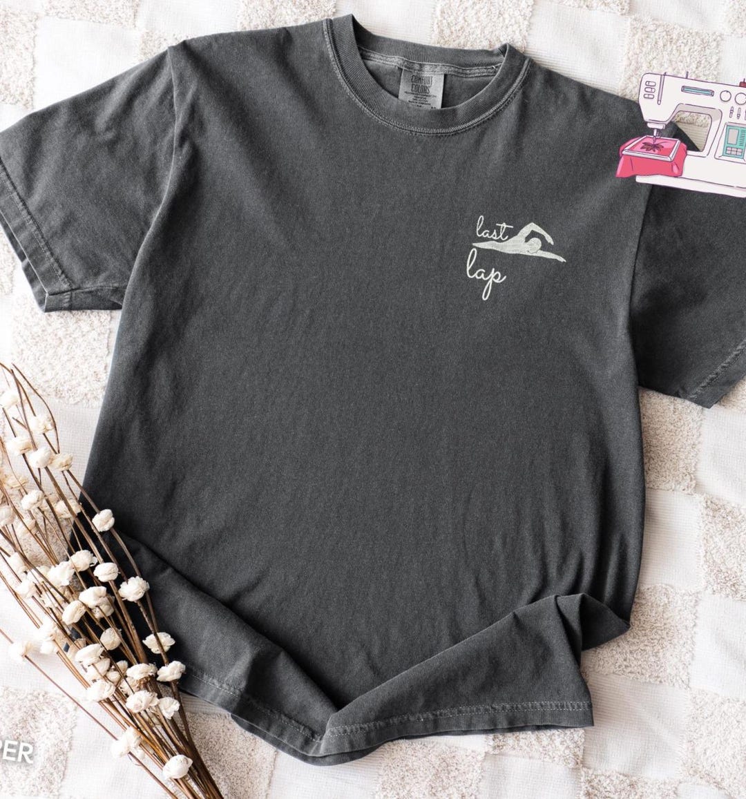 Last Lap Embroidered Swimming T-shirt, Customized Color Swim Shirt, Swimmer Gift, Gift for ...