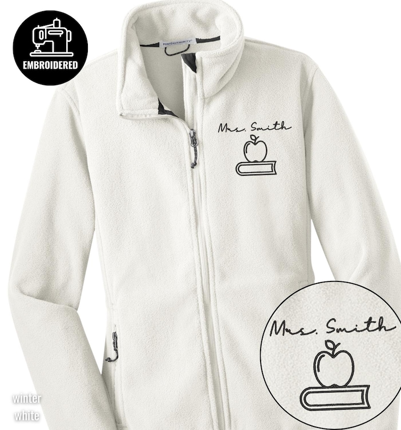 Custom Teacher Full Zip Jacket, Embroidered Apple Back to School Shirt ...