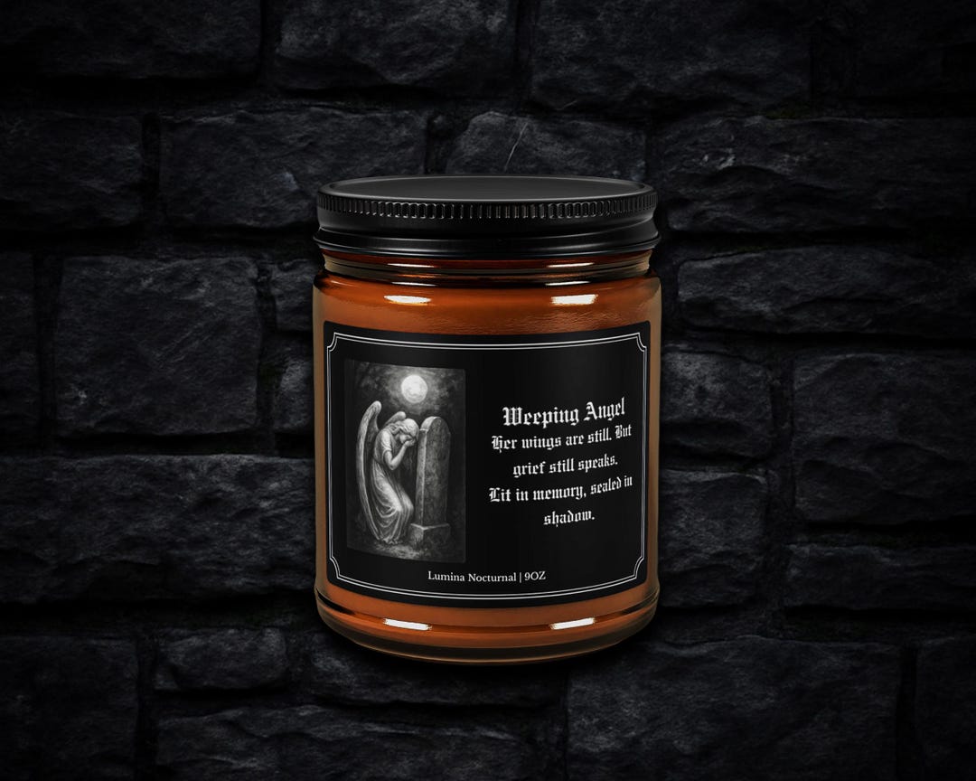 Weeping Angel Candle, Gothic Memorial Soy Candle, Dark Academia Decor ...
