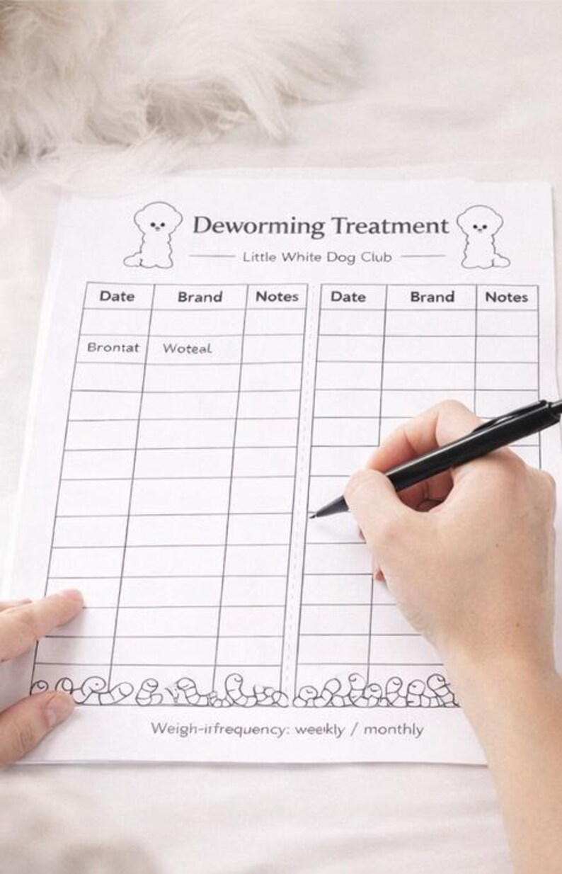 Dog Deworming Treatment Chart Printable | Pet Health Record | Worming ...
