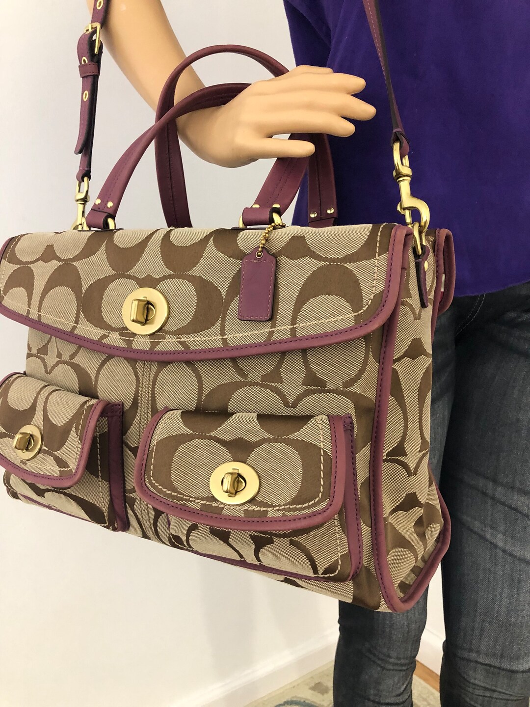 Vintage Coach Chelsea Signature C Laptop Travel Organizer Messenger Bag ...