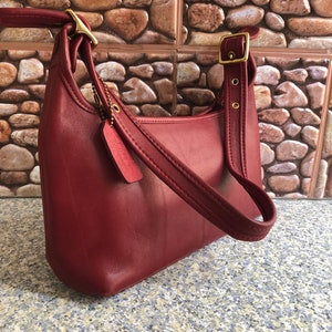 Vintage Coach Red Leather Legacy Small Hobo Baguette Shoulder Bag Style ...