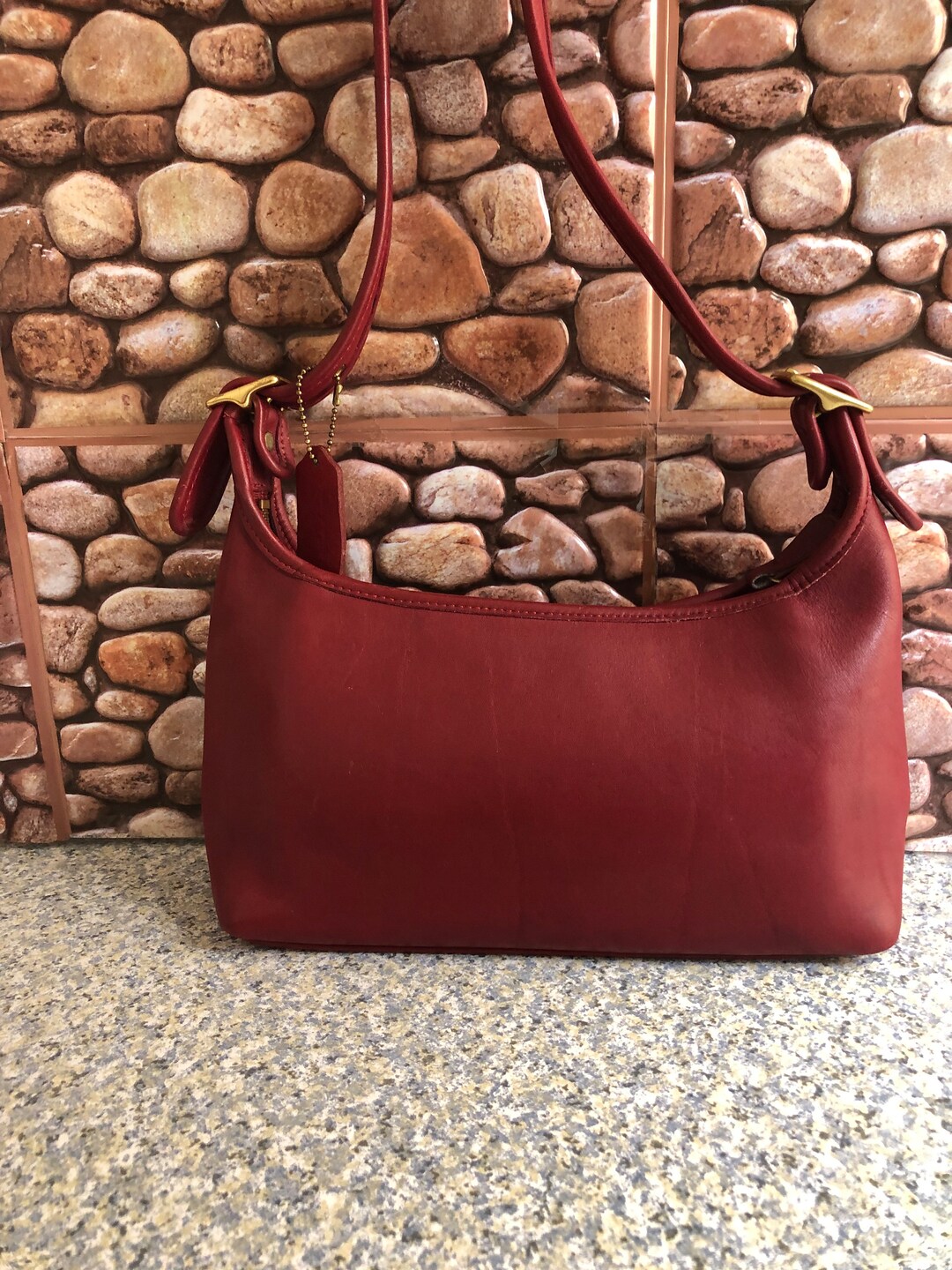 Vintage Coach Red Leather Legacy Small Hobo Baguette Shoulder Bag Style ...