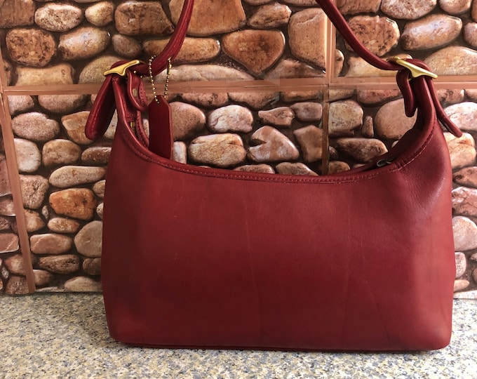 Vintage Coach Red Leather Legacy Small Hobo Baguette Shoulder Bag Style ...