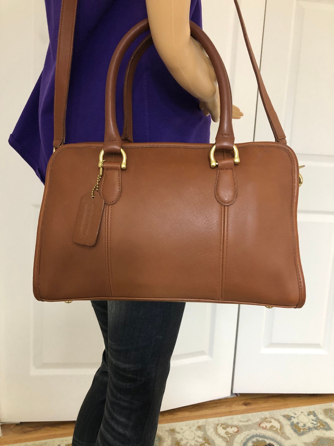 7 Days Sale Vintage Coach Tan Brown Leather Beaumont Satchel Bag Style ...