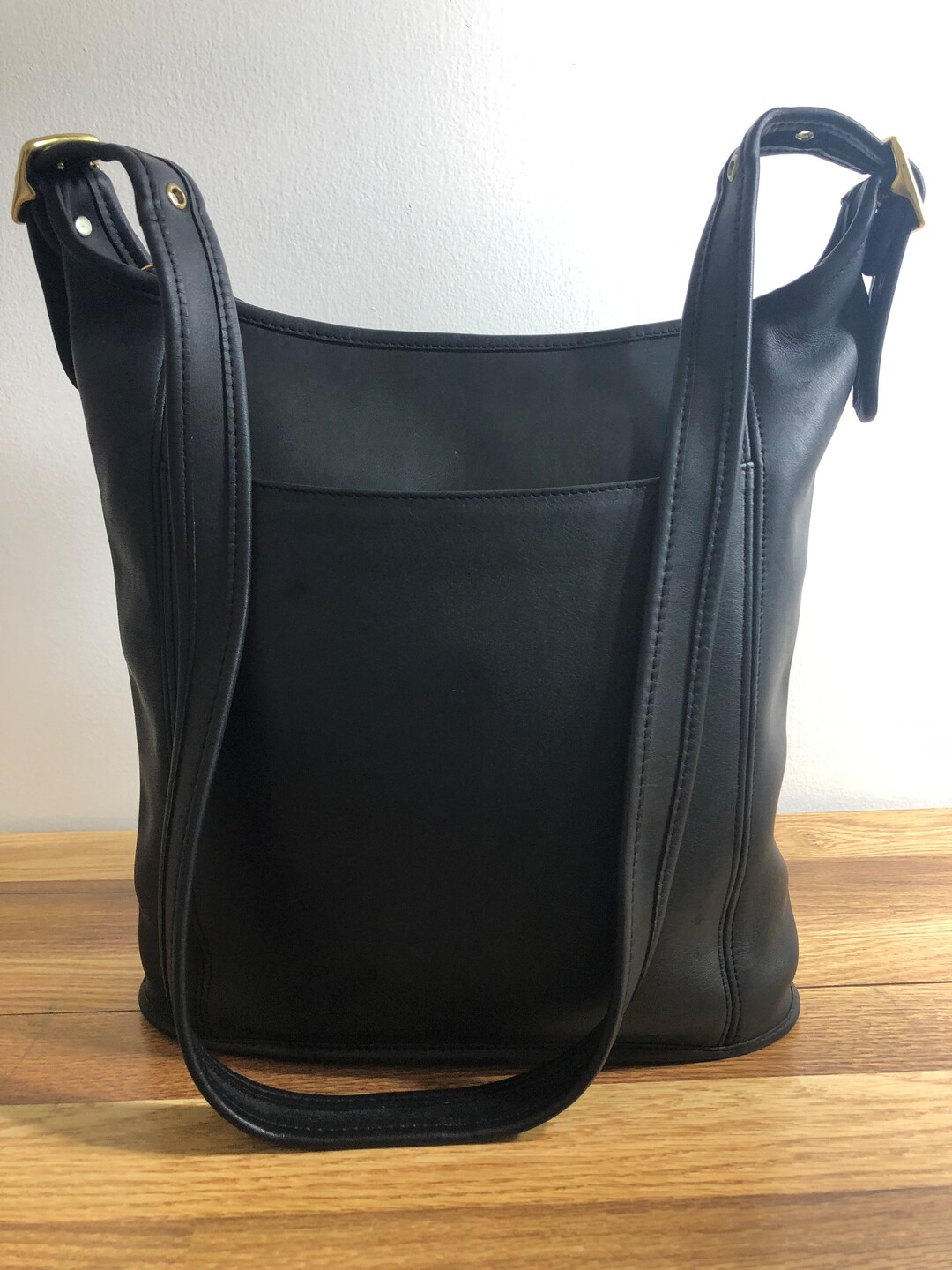 5 Days Sale Vintage Coach Black Leather Legacy Slim Duffel Bucket ...