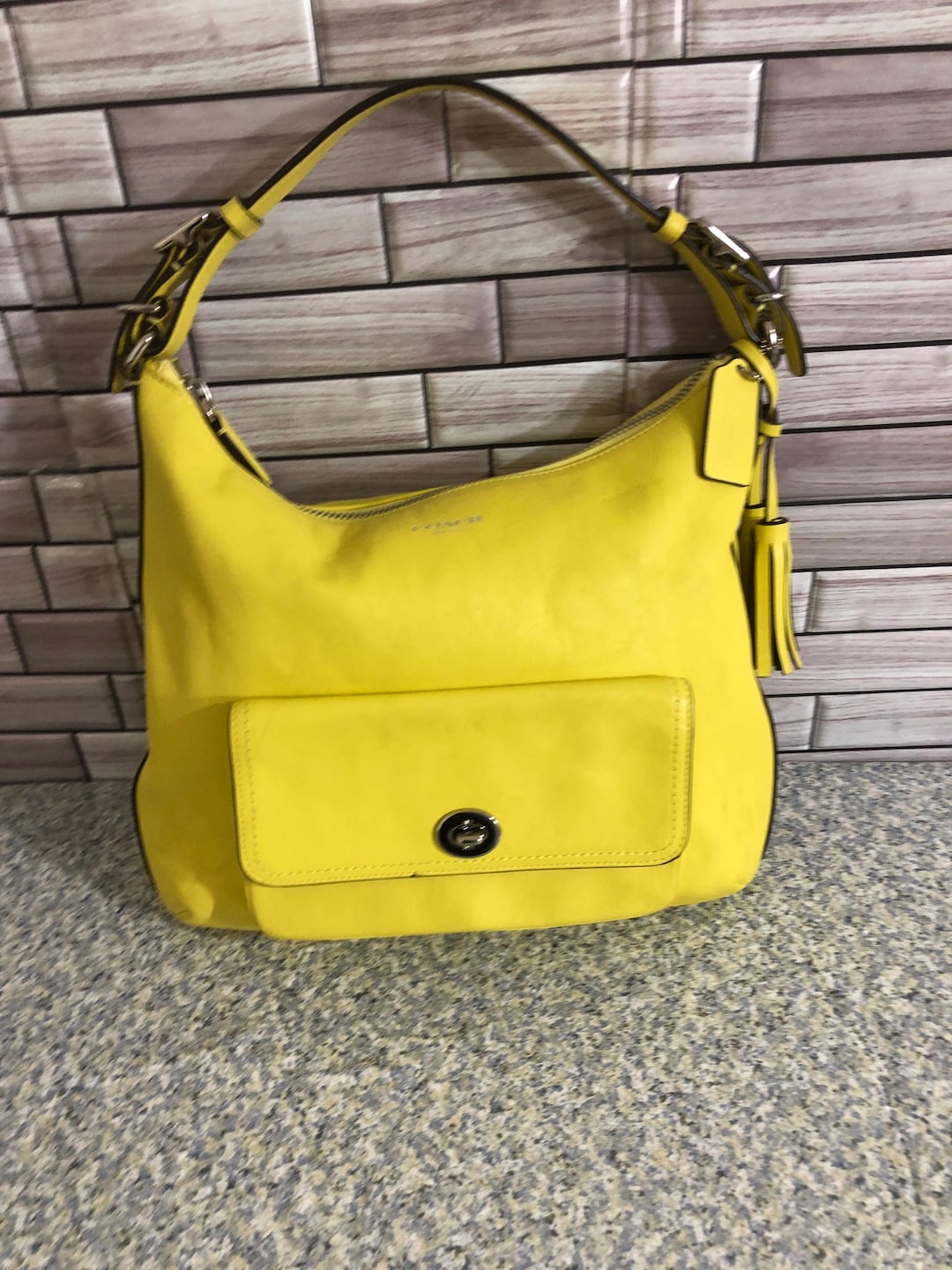 Vintage Coach Legacy Yellow Leather Courteney Hobo Handbag Shoulder Bag ...