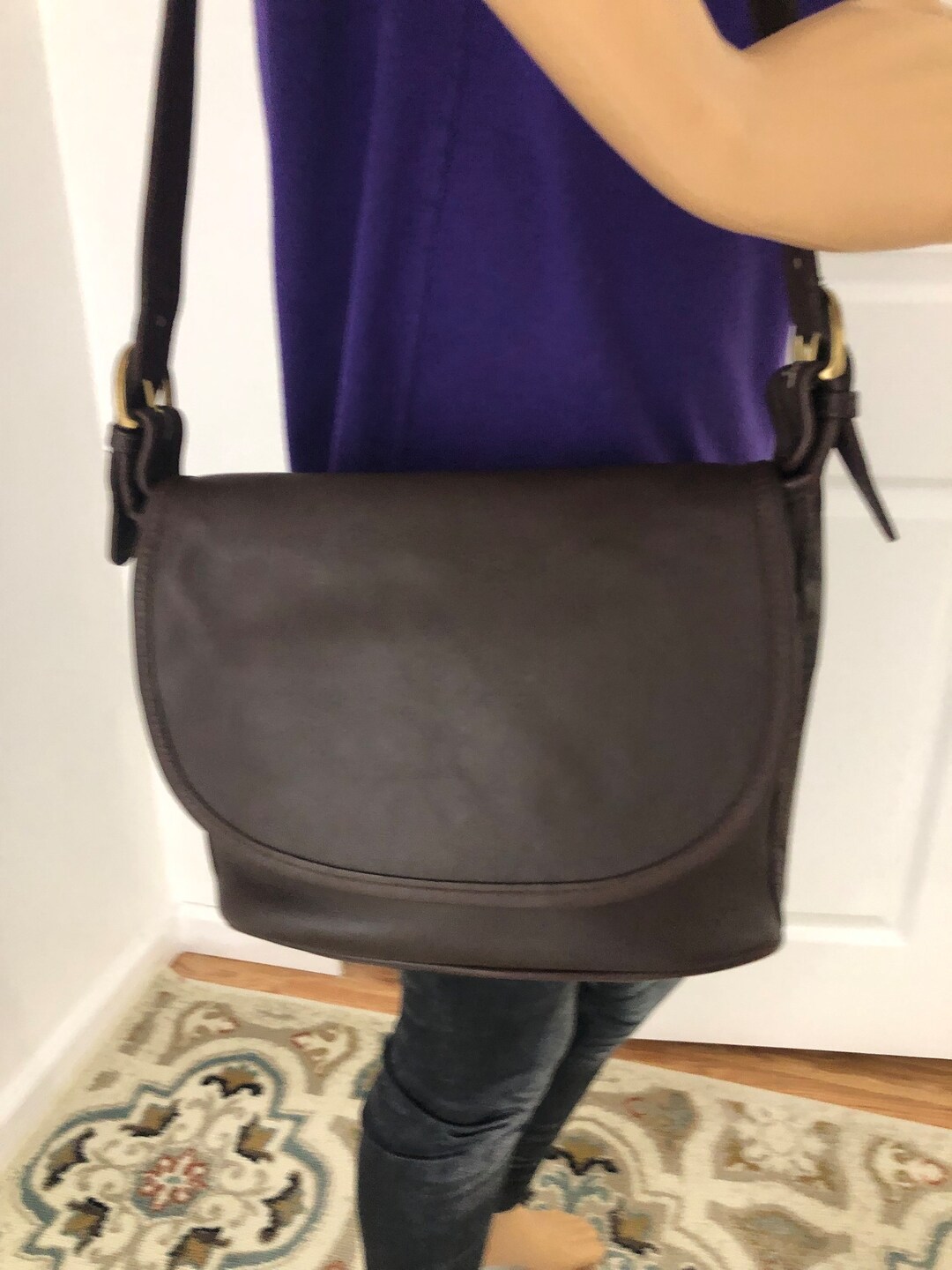 7 Days Sale Vintage Coach Dark Brown Leather Fletcher Cross Body Bag ...