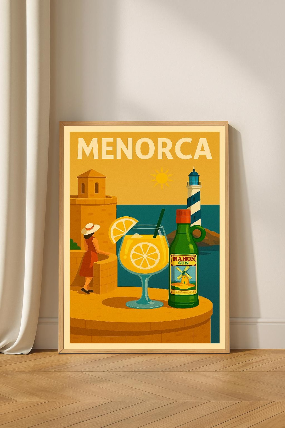 Pomada Cocktail Poster – Menorca 21x29.5 Cm – Vintage Mediterranean ...