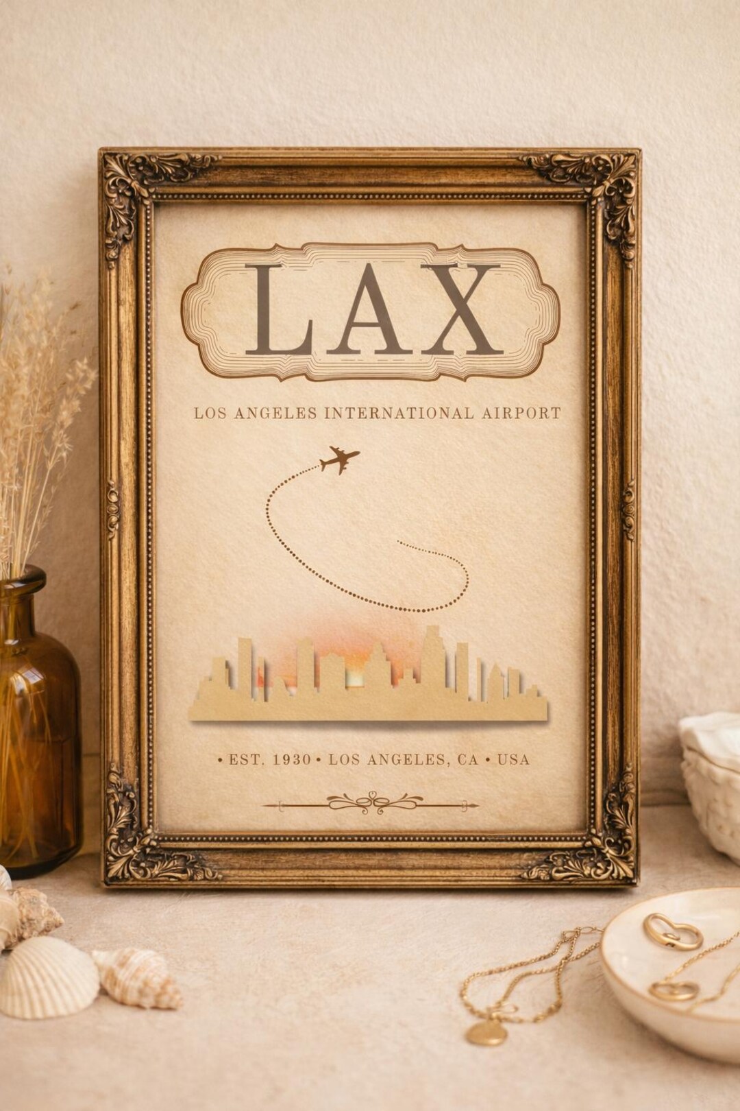LAX Los Angeles Airport Code Print, Vintage Aviation Travel Art ...