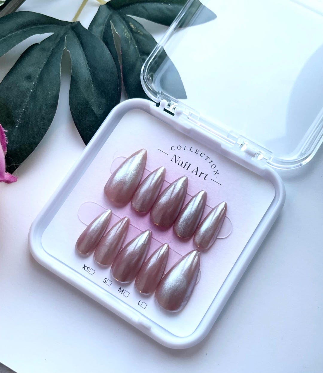 Hailey Bieber Chrome Press on Nails-glazed Donut Almond-gifts for Her ...