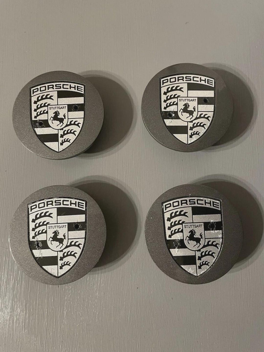 SET OF 4 76mm Gray Porsche Center Caps Refinished 911 Cayenne Panamera ...