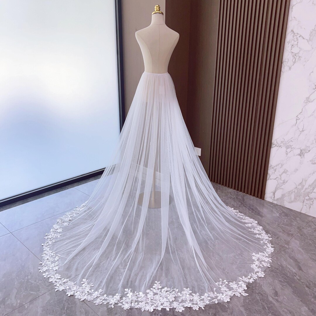 Sequins Flowers Lace Detachable Train for Wedding Dress,bridal ...