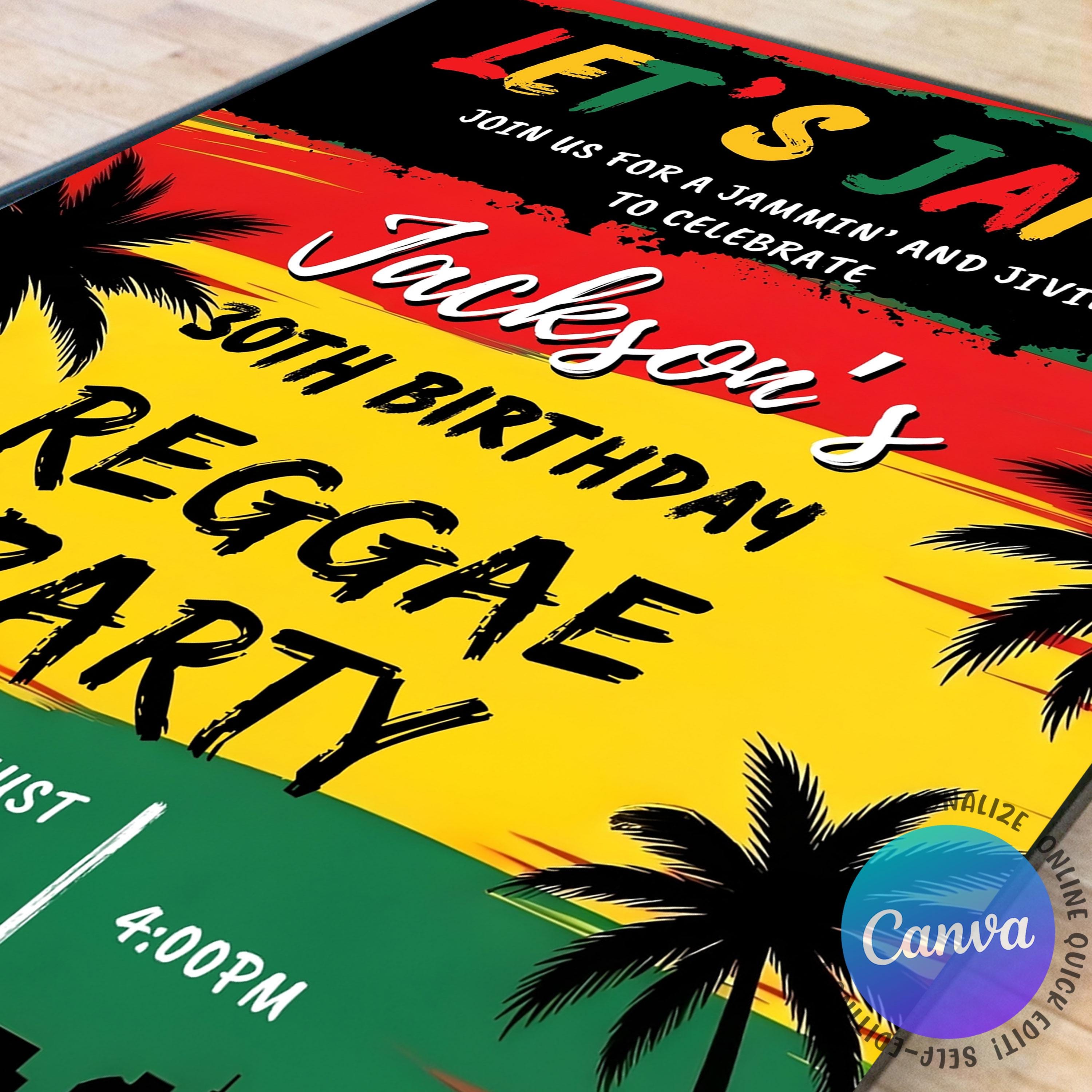 Reggae Birthday Invitation, Reggae Adult Invitation Birthday Invite ...