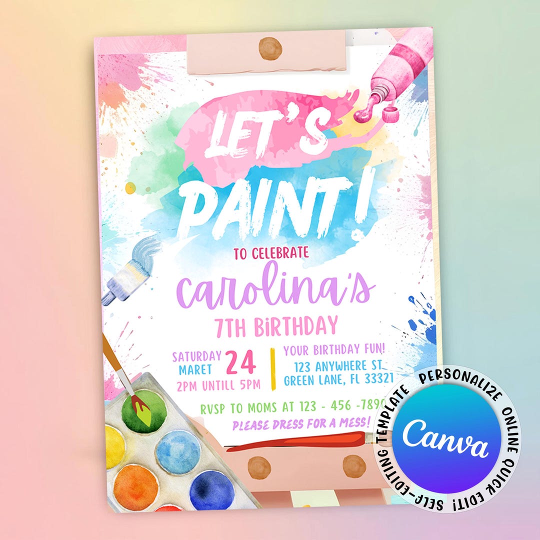 Painting Party Invitation, Art Birthday Party Invitation, Art Party ...