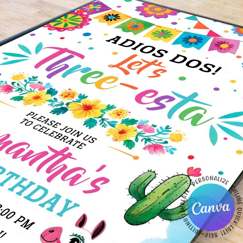 Three-esta Party Invitaion for A Girl Three-esta Birthday Invitation ...
