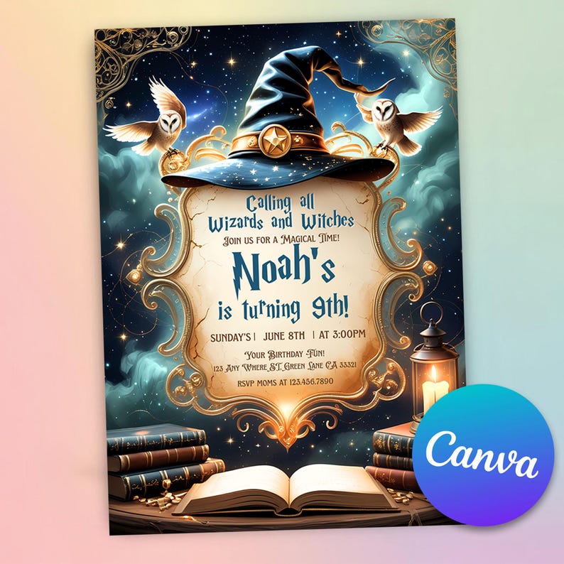 Magical Birthday Invitation, Wizards Witches Birthday Invitation, Magic ...