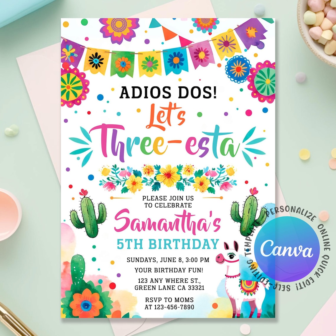 Three-esta Party Invitaion for A Girl Three-esta Birthday Invitation ...