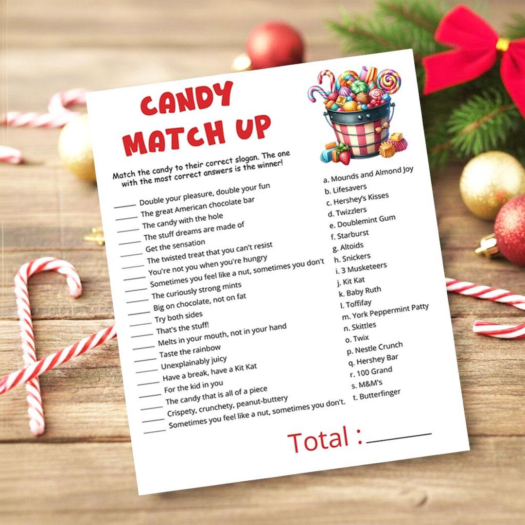 Candy Match up Game, Christmas Party Game, Christmas Games for Kids ...