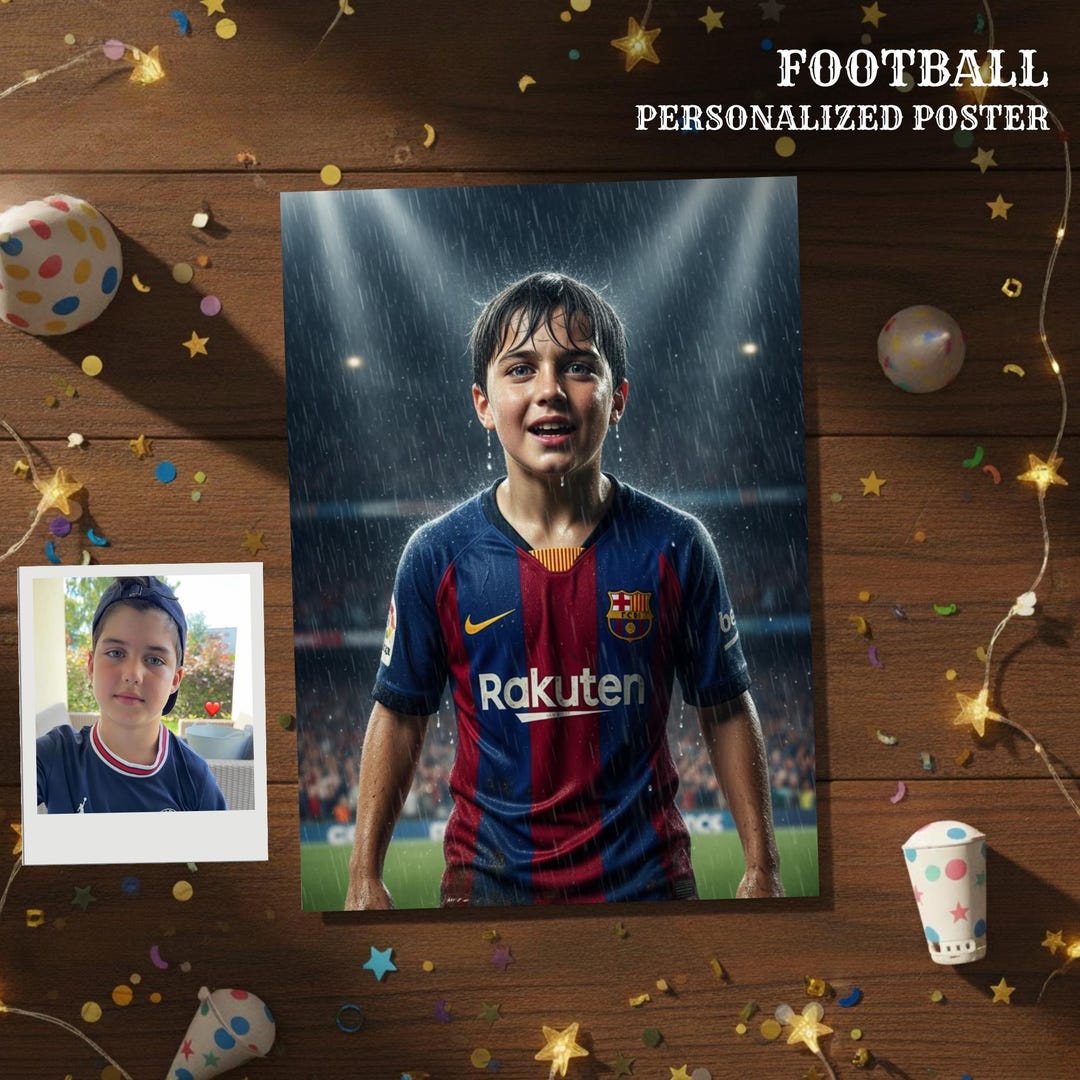 Custom Soccer Player Portrait From Photo, Personalized Football Poster ...