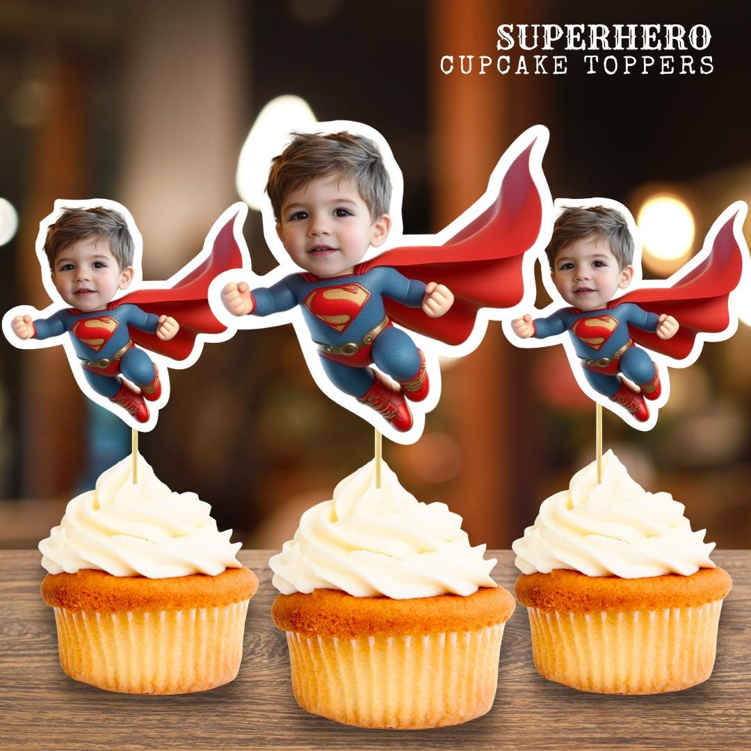 Superman Cupcake Topper - Custom Printable Superhero Birthday Decor ...