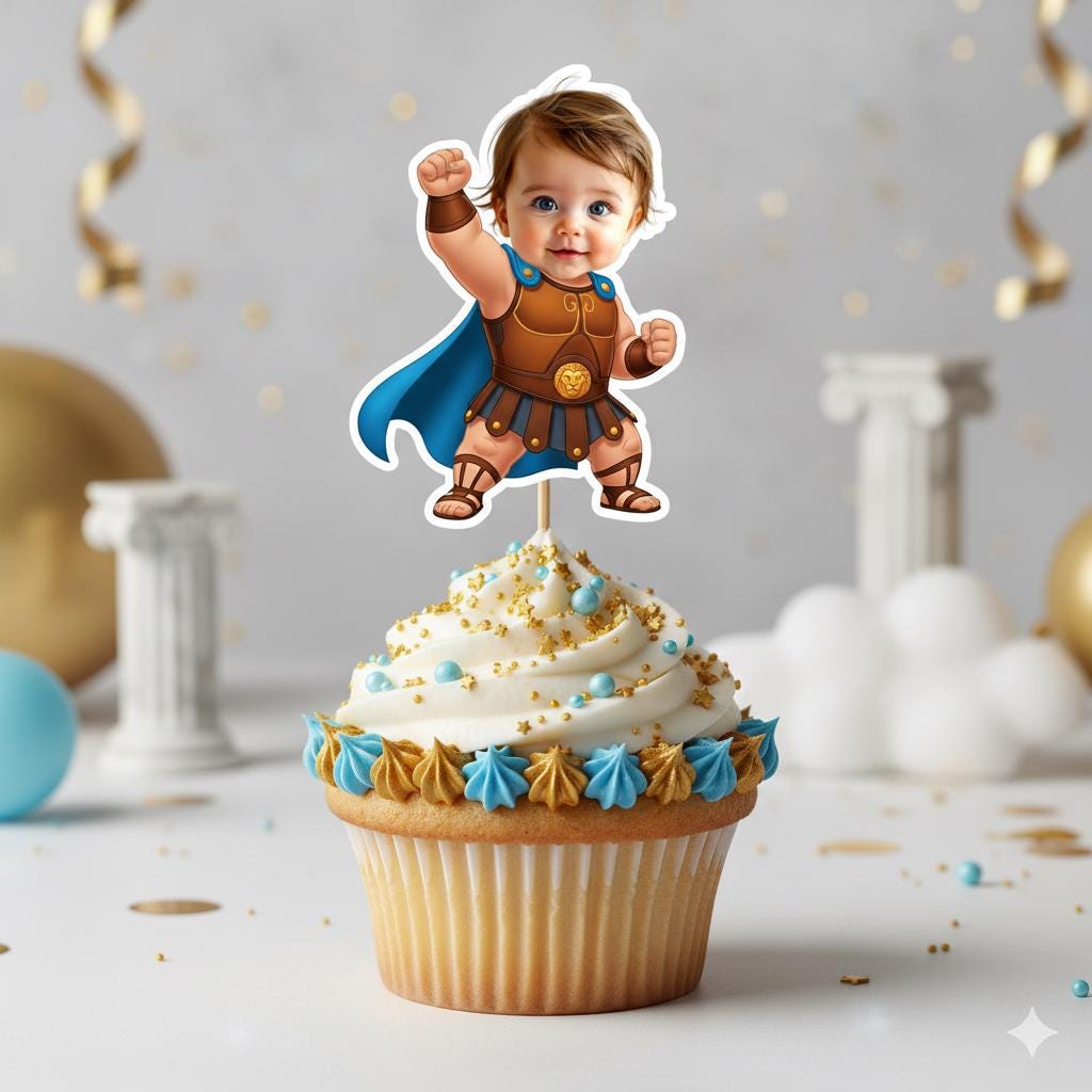 Baby Hercules Personalized Face Cupcake Toppers, First Birthday - Etsy
