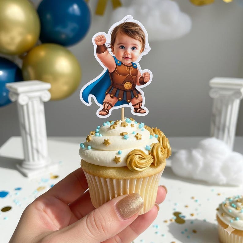 Baby Hercules Personalized Face Cupcake Toppers, First Birthday - Etsy