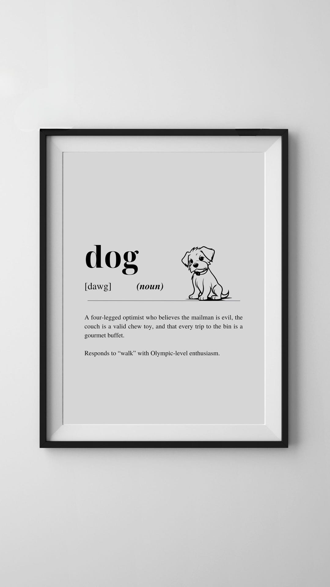 Dog Definition Print, Dog Wall Art, Funny Dog Quote, Gift for Dog Lover ...