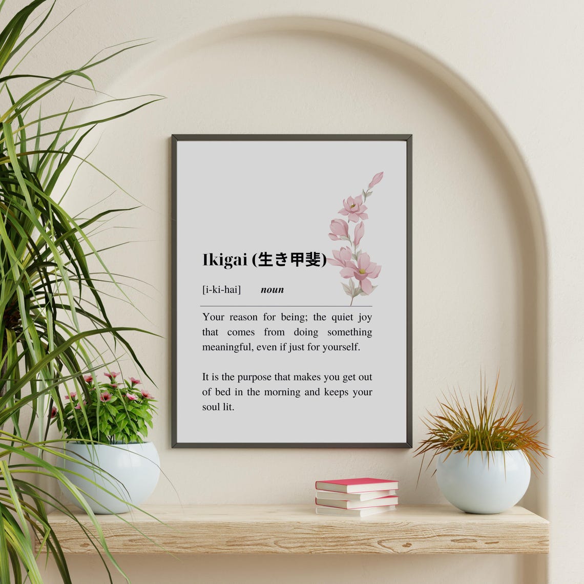 Ikigai Minimalist Japanese Definition Wall Art – Aesthetic Dictionary ...