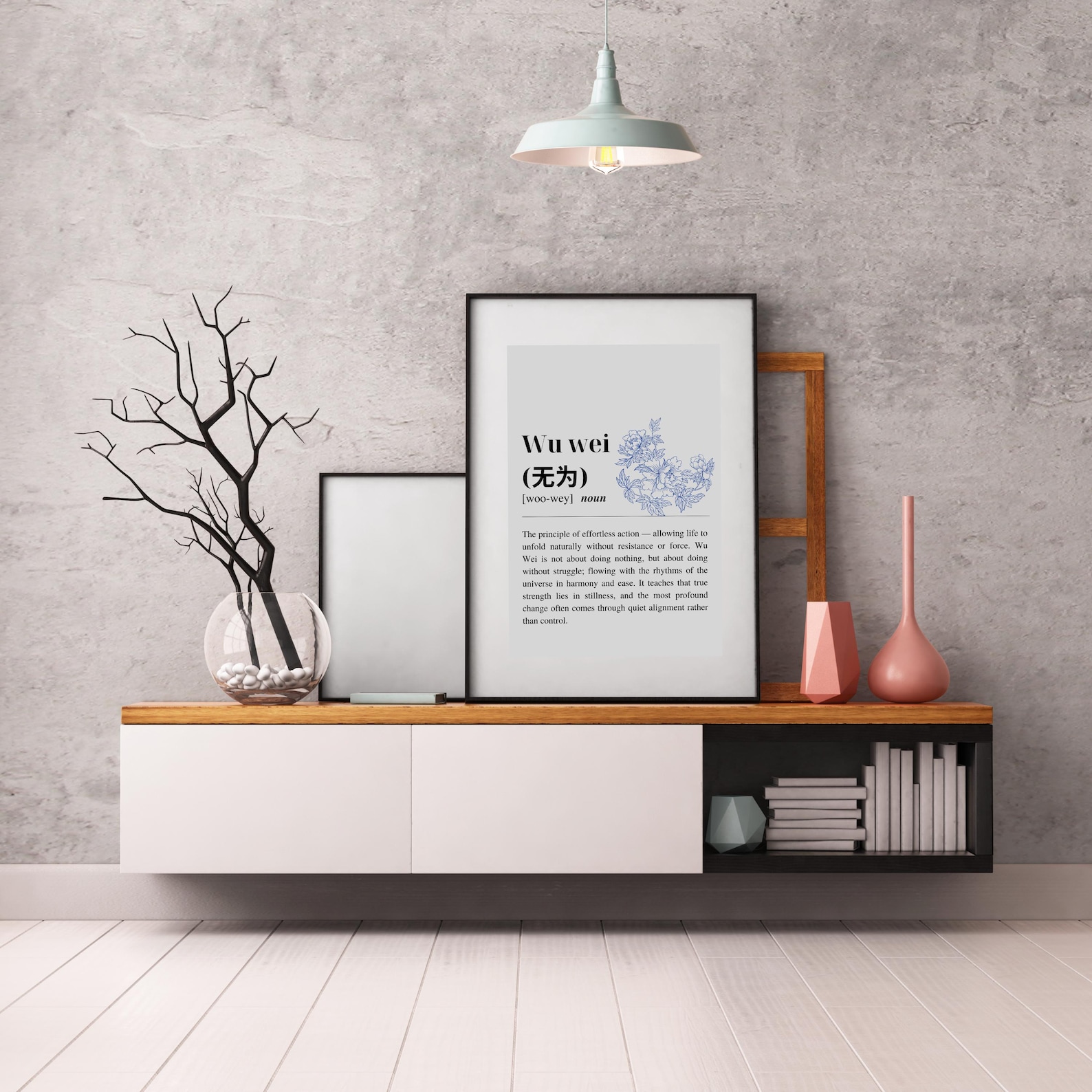 Wu Wei (无为) Chinese Definition Wall Art – Minimalist Quote Print for ...