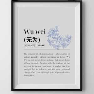 Wu Wei (无为) Chinese Definition Wall Art – Minimalist Quote Print for ...