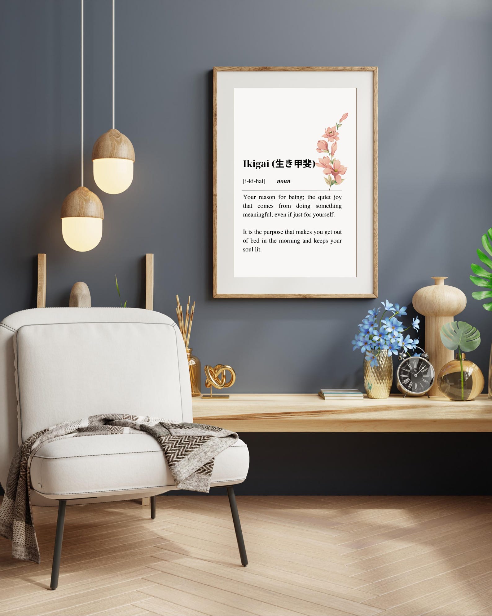 Ikigai Minimalist Japanese Definition Wall Art – Aesthetic Dictionary ...