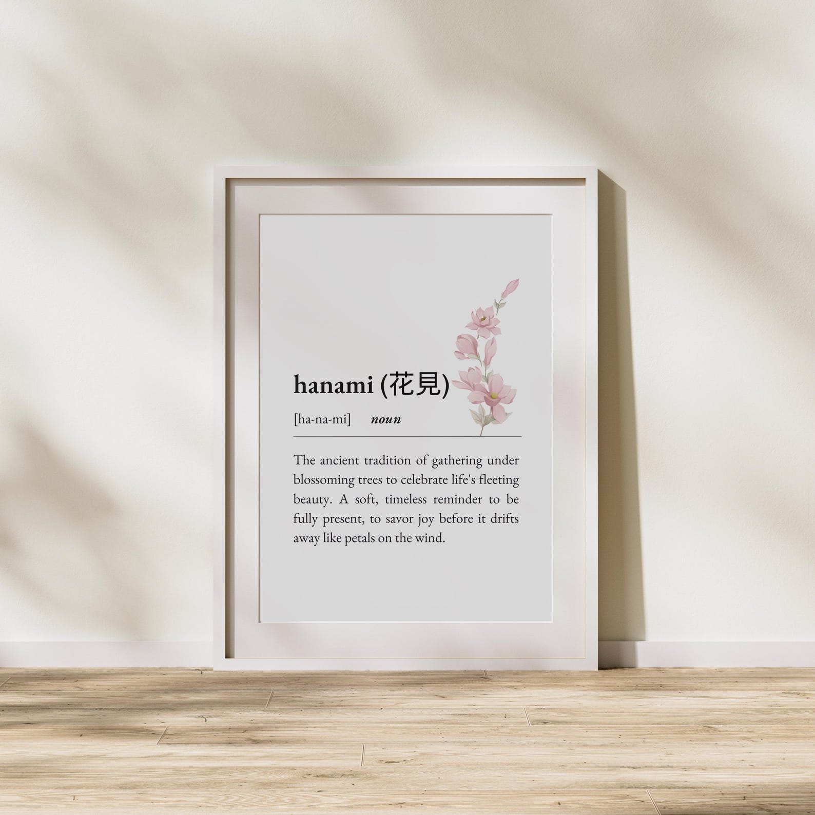 Hanami Minimalist Japanese Definition Wall Art – Aesthetic Dictionary ...