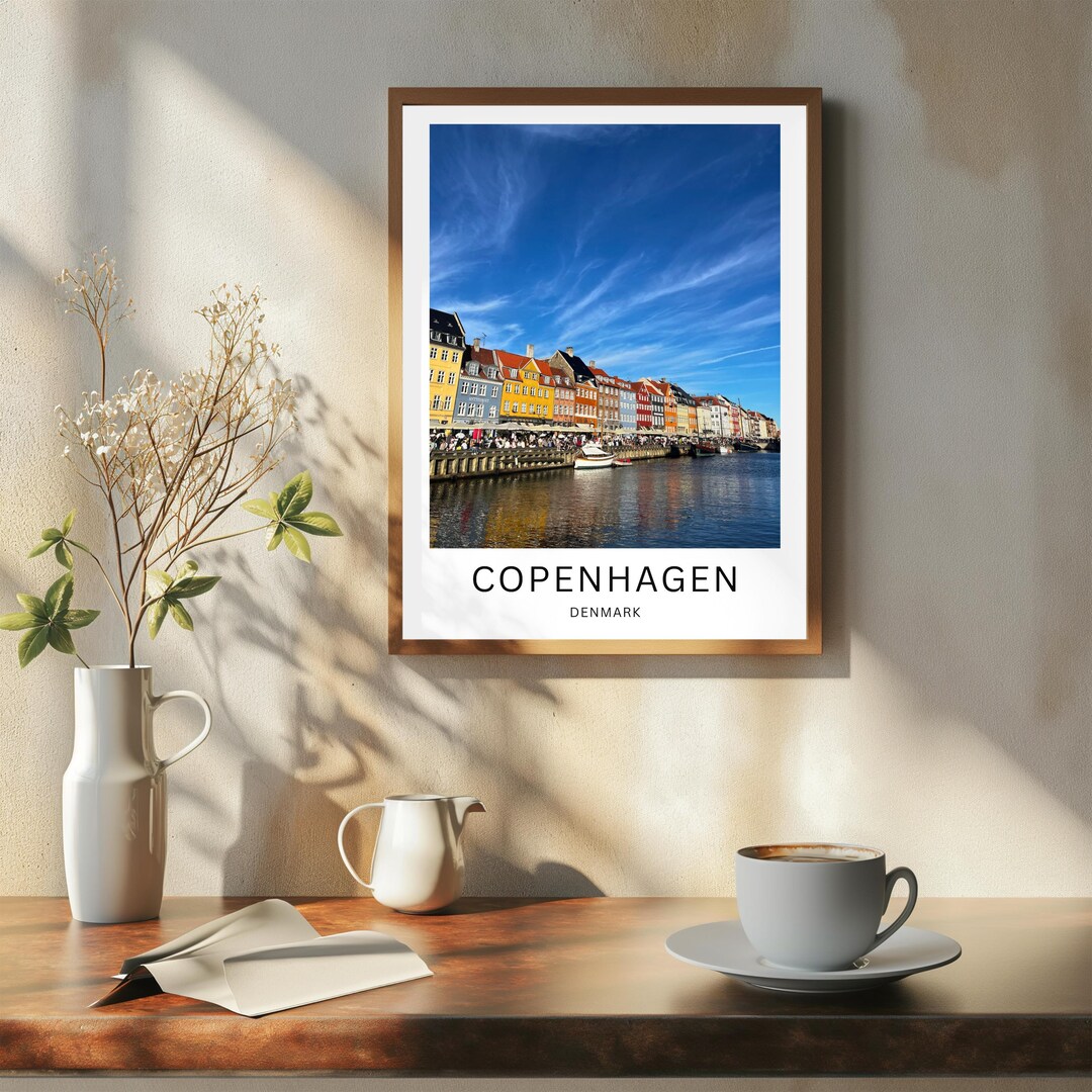 Copenhagen Denmark Wall Art, Nyhavn Retro Travel Poster, Scandinavian ...