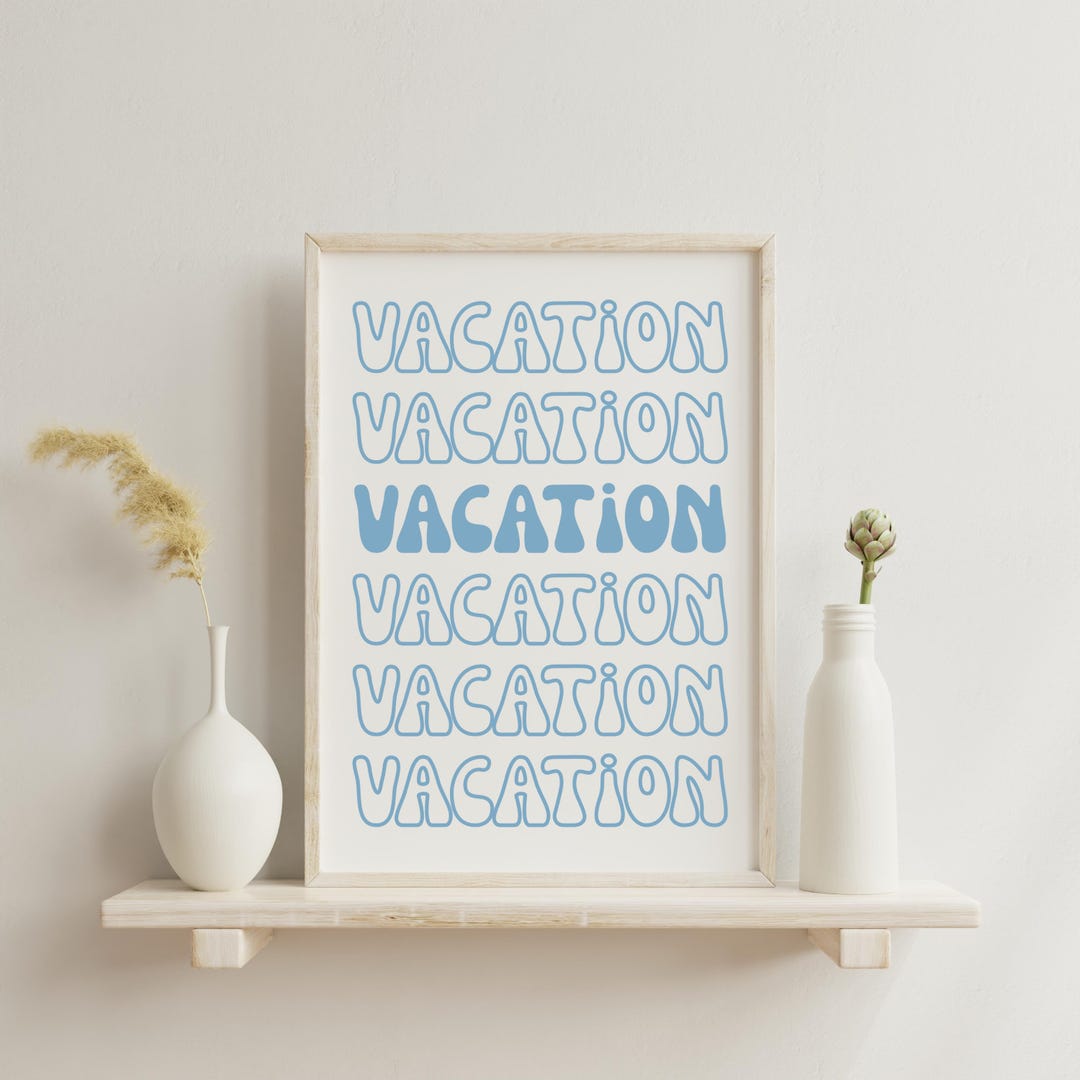 Vacation Poster, Pastel Typography Art, Colorful Wall Print, Vacation ...