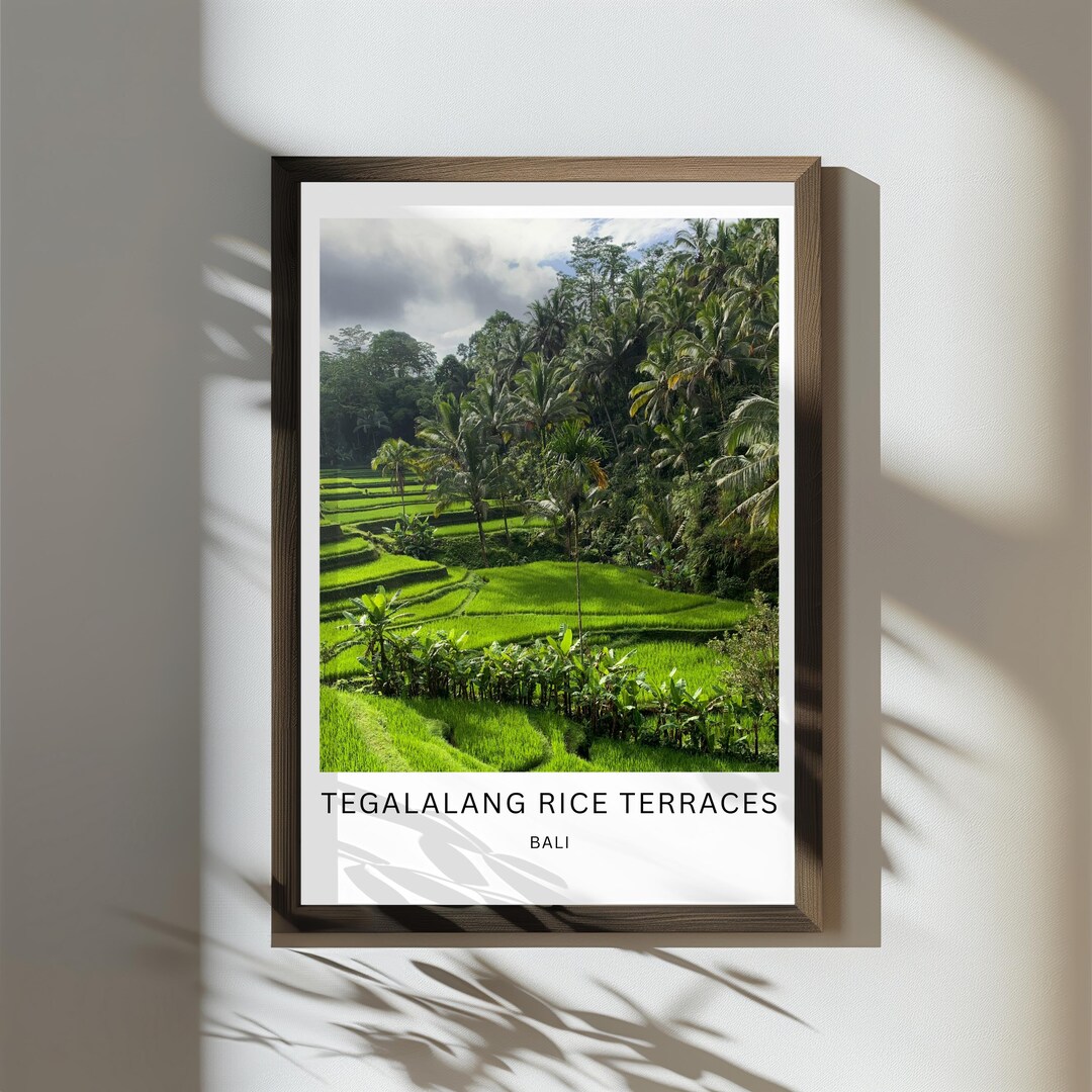 Bali Rice Terrace Poster, Travel Wall Art, Polaroid Style Nature ...