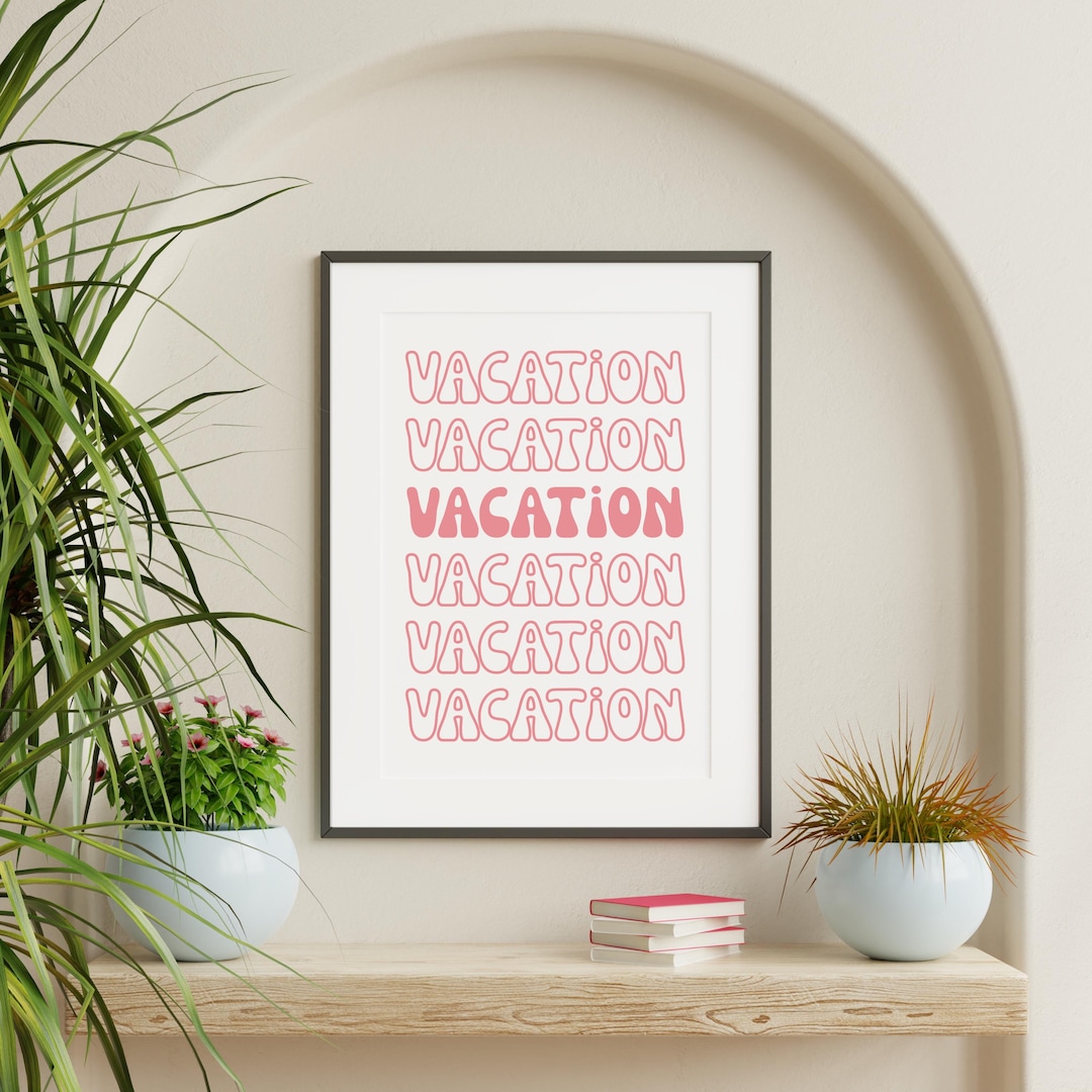 Vacation Poster, Pastel Typography Art, Colorful Wall Print, Vacation ...