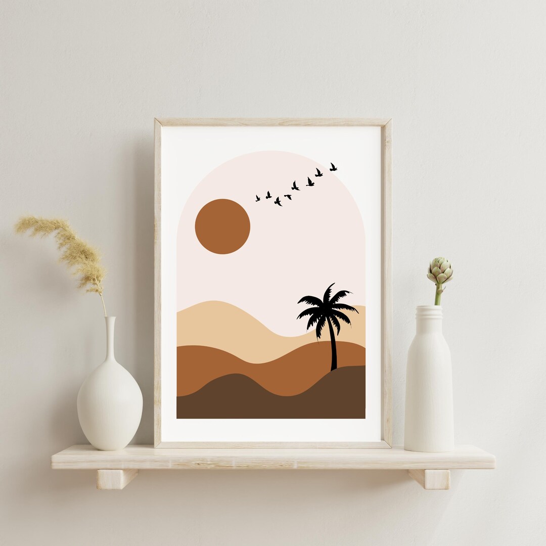 Boho Wall Art, Vacation Vibes, Desert Poster, Palm Tree, Minimalist ...