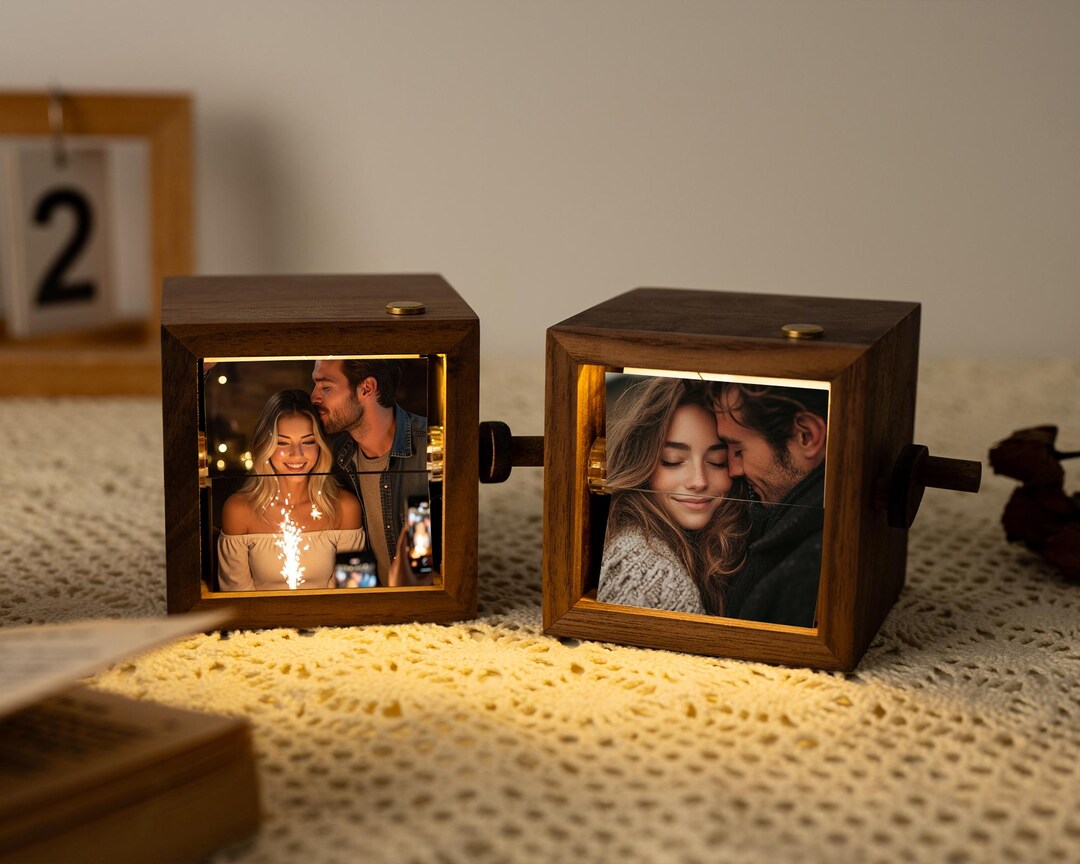 Custom Crank Photo Animation Box, Personalized Wooden Flip Book With ...