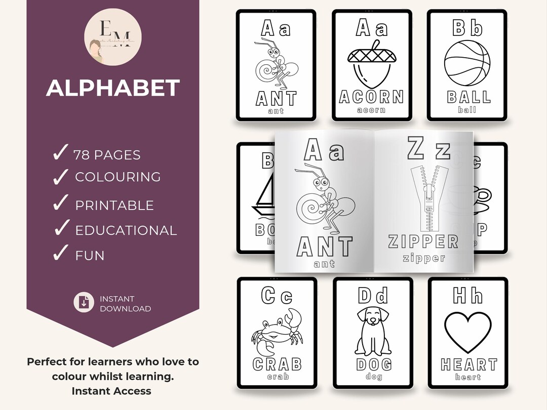 Alphabet Colouring Printable 78 Pages - Etsy