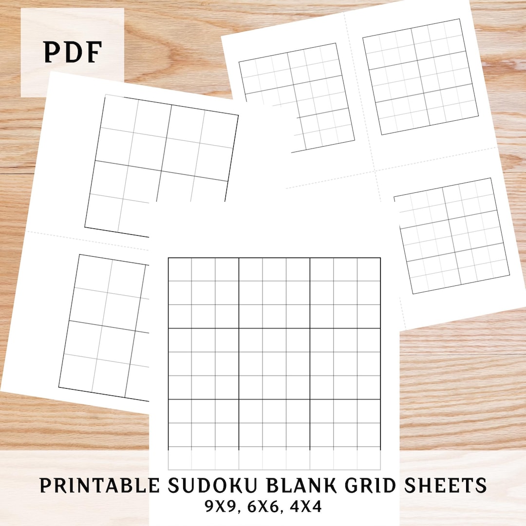 Sudoku Blank, Printable Sudoku Blank Grid Sheets PDF – 9x9, 6x6, 4x4 ...