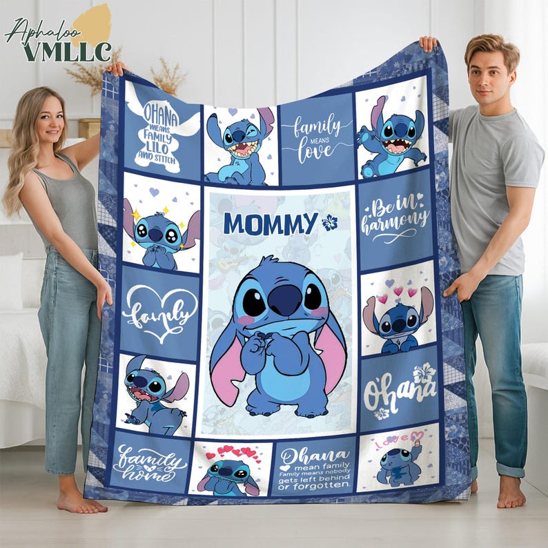 Personalized Stitch Fleece Blanket, Stitch Lovers Blanket, Family ...
