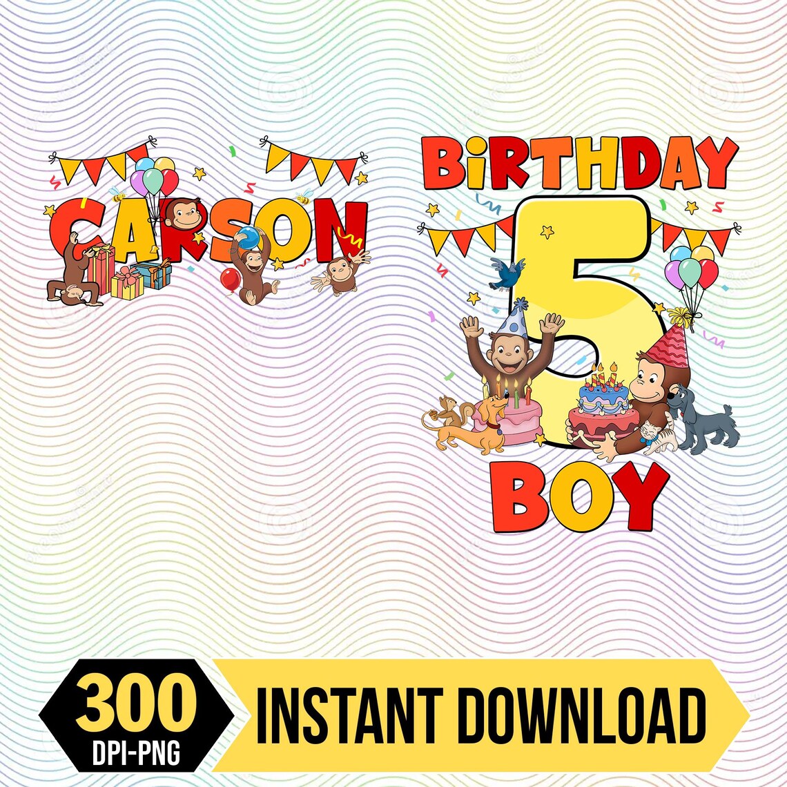 Personalized Curious George Birthday PNG, Custom Name Curious George ...