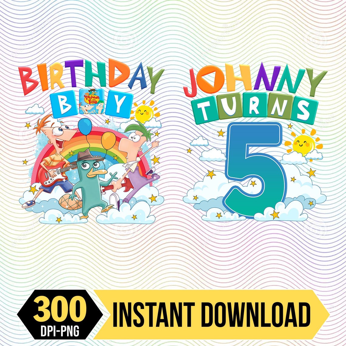 Personalized Phineas and Ferb Birthday Png, Custom Name and Age Phineas ...