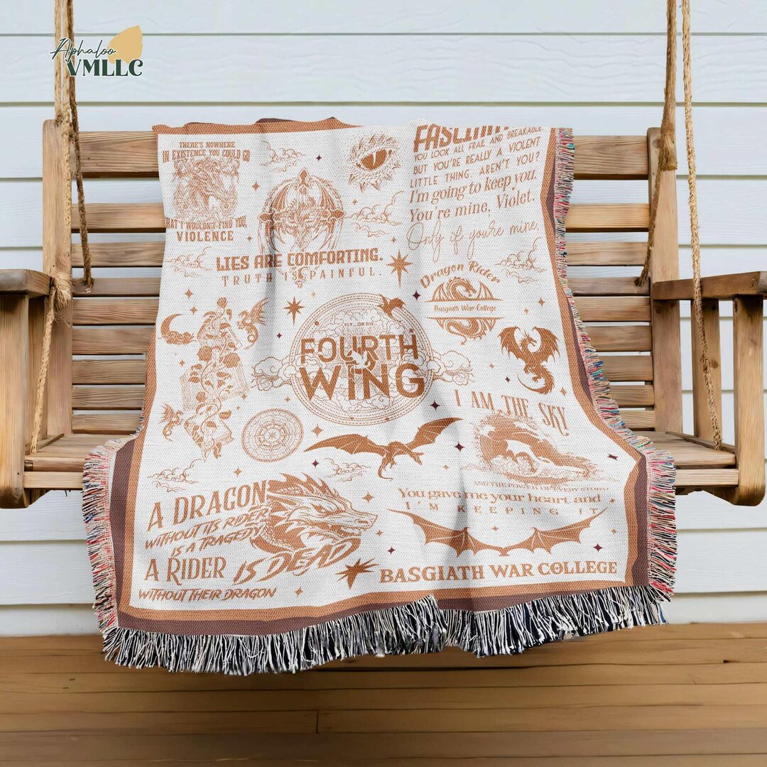 Fourth Wing Doodle Arts Woven Blanket, Onyx Storm Quest, Ride or Die ...