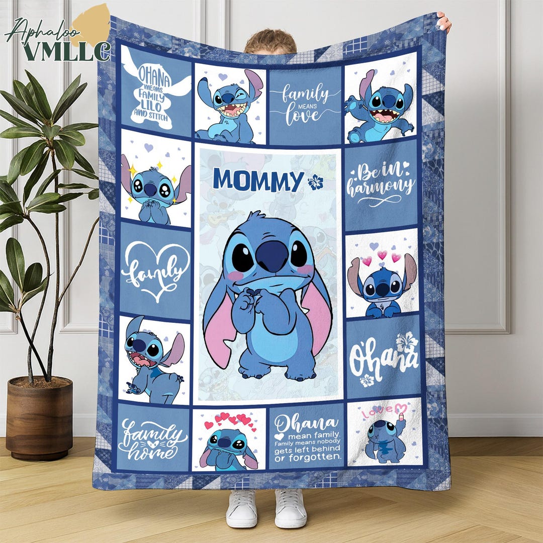 Personalized Stitch Fleece Blanket, Stitch Lovers Blanket, Family ...